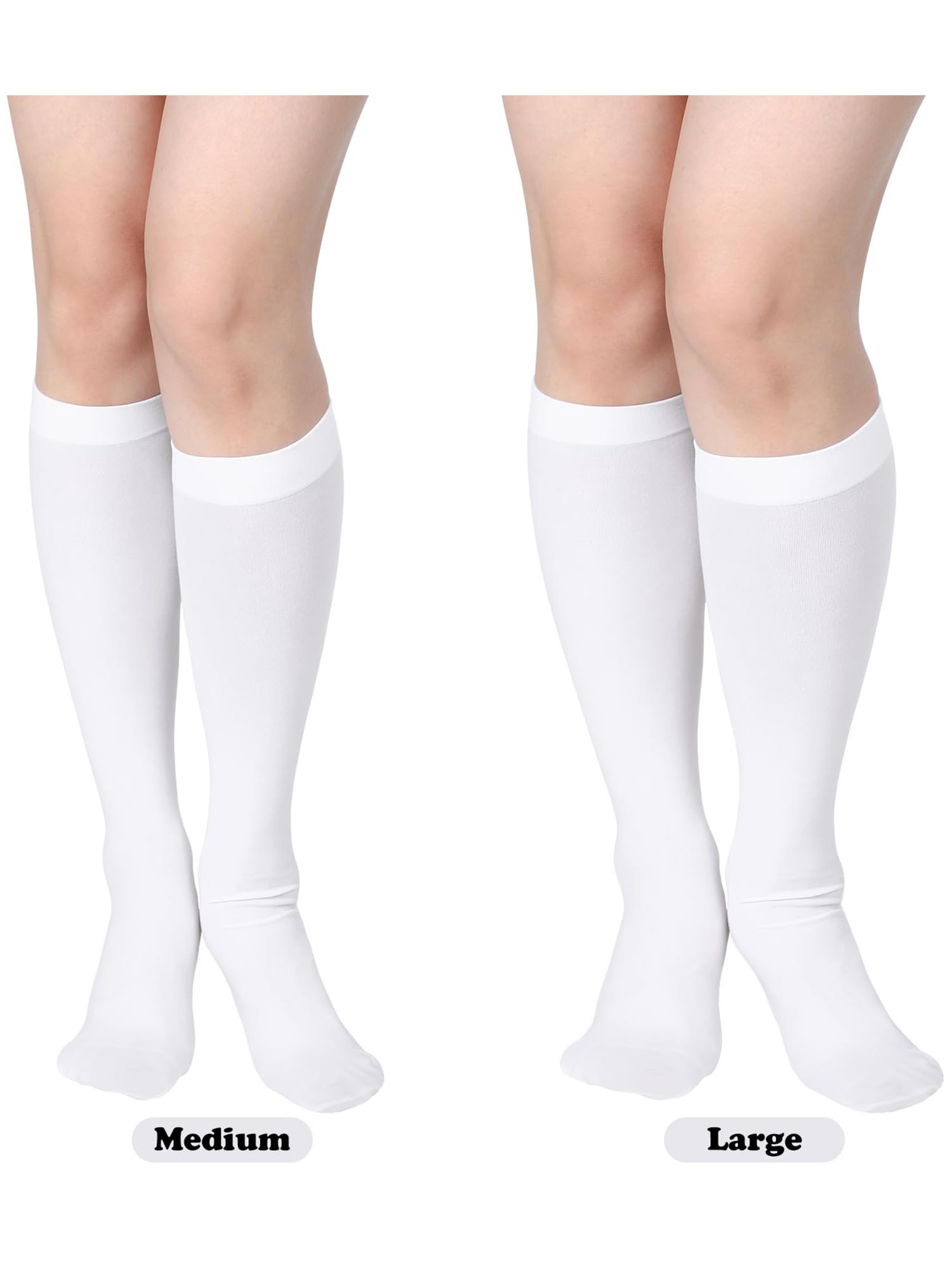 SATINIOR Women's Knee High Halloween Cosplay Stockings Socks Boots, White, Small