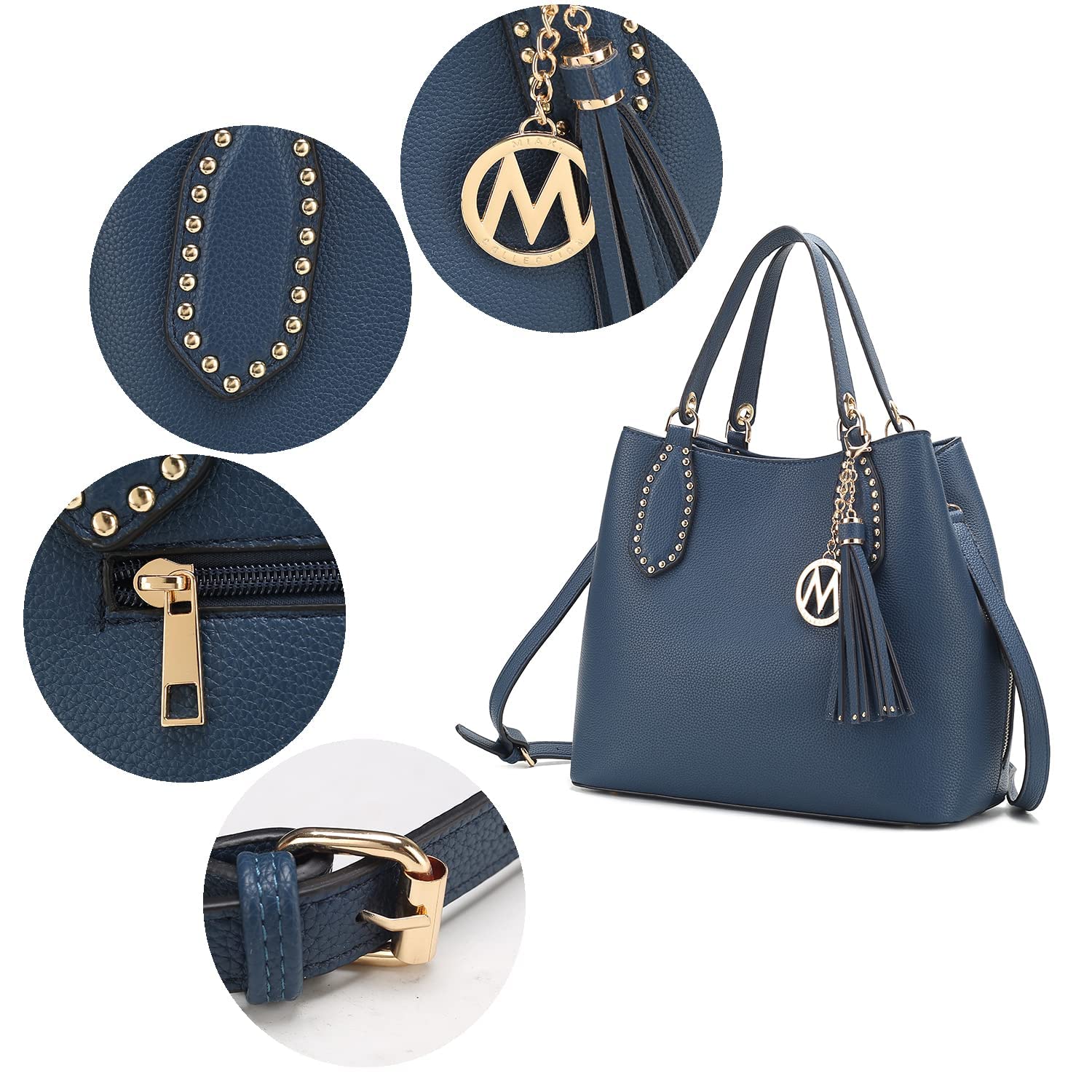 MKF Collection Hobo Bag for Women, Vegan Leather Tassel Shoulder Bag Handbag Purse, Double Handle Crossbody bag by Mia K