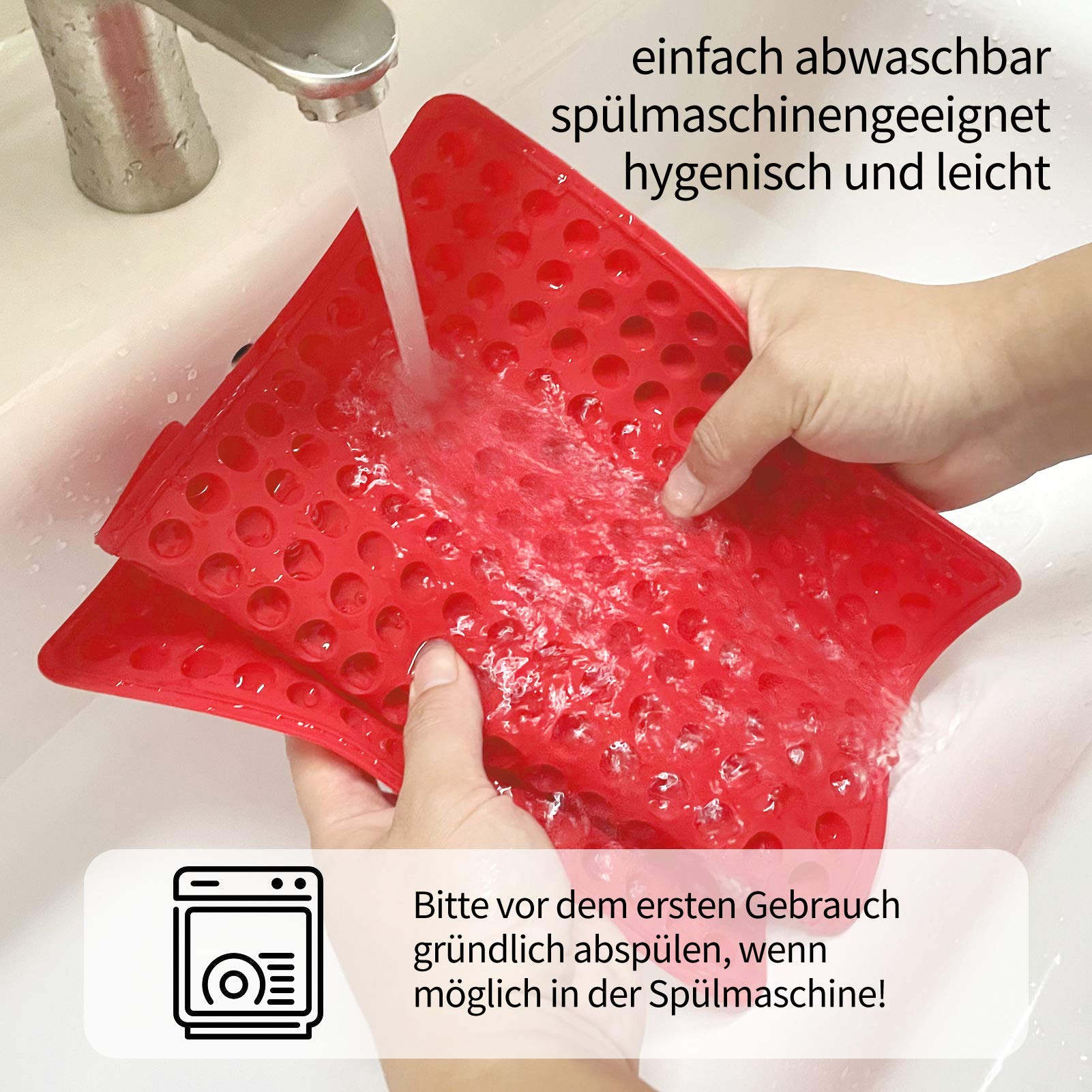 Silicone baking mat, 1.2 cm baking mat dog biscuits, multi-purpose silicone mat for oven, heat-resistant & food-safe, Bpa-free (Blue & Red)
