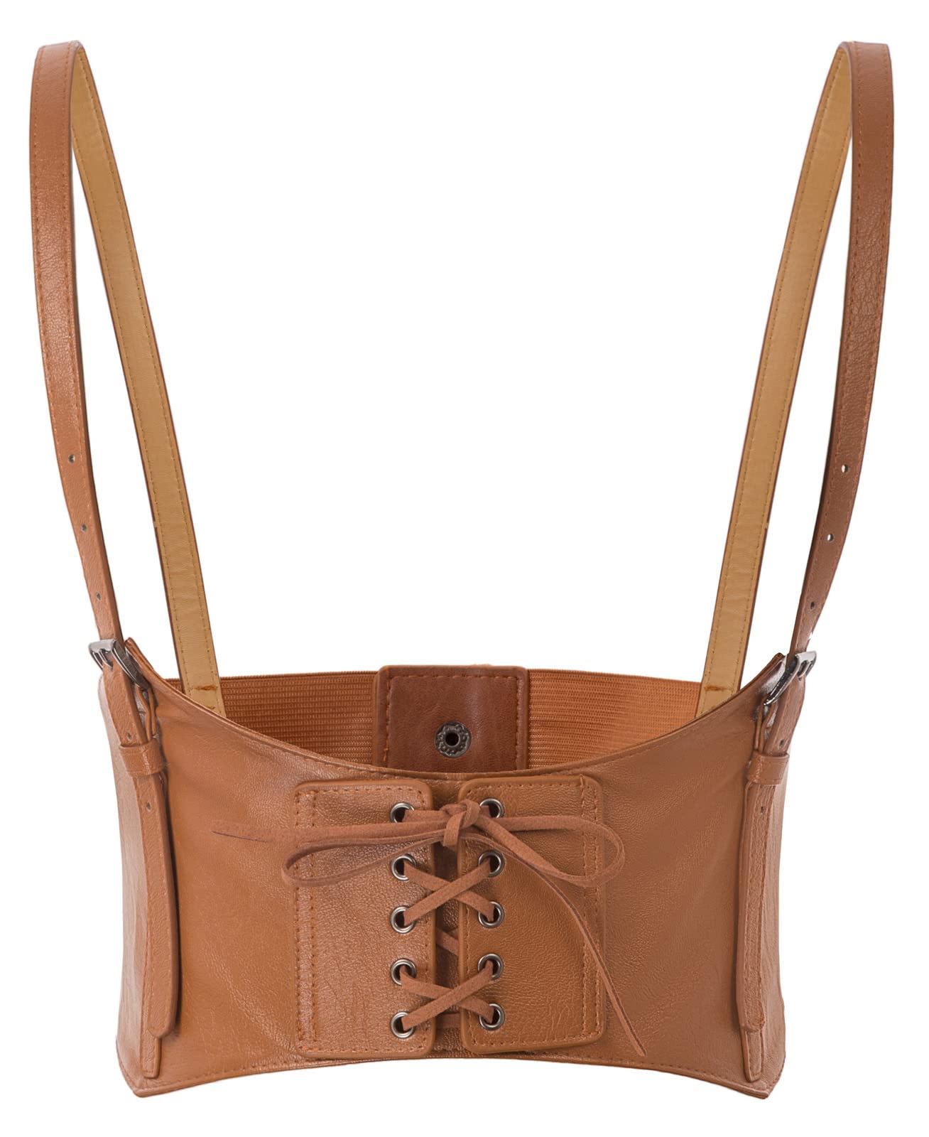 Scarlet Darkness Women Elastic Cincher Belt Corset Underbust Faux Leather Corset Belt Black and Brown S
