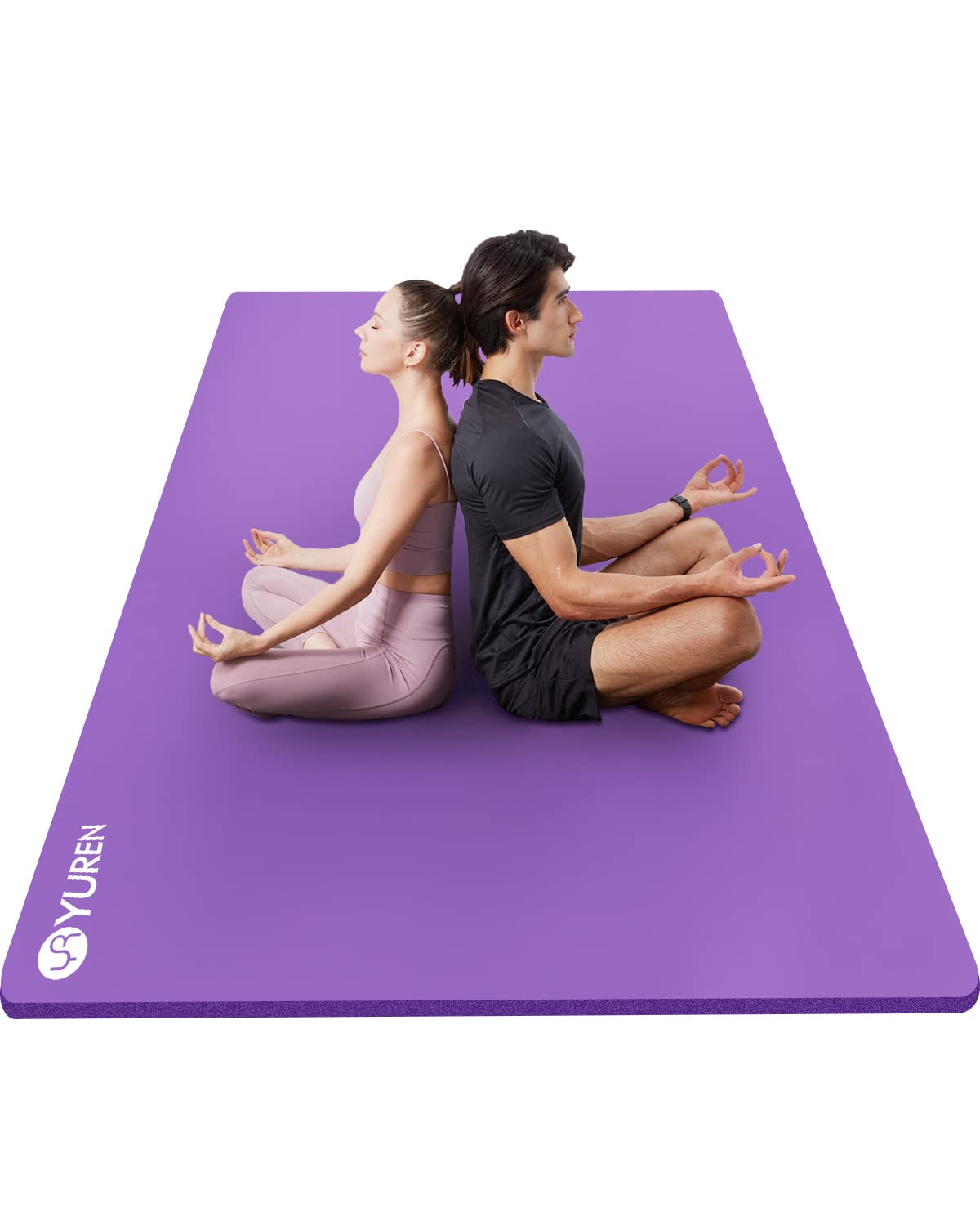 Large Yoga Mat 1/2 Inch Thick Exercise Mat 6'x4' Double Wide Workout Mat for Home Gym Floor Pilates Stretch (Purple)