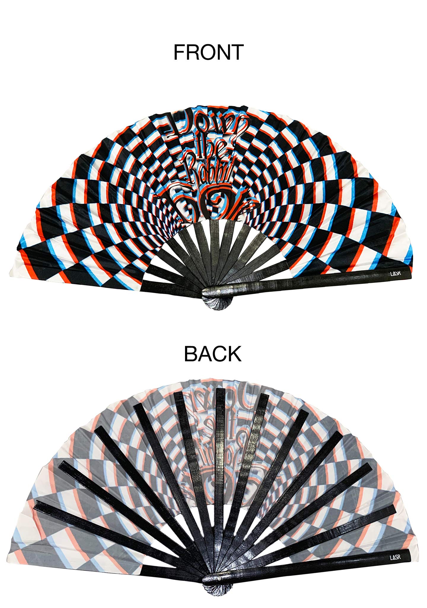 LASR Psychedelic Rabbit Festival Hand Fan, Multi, Rave Gear, Exclusive
