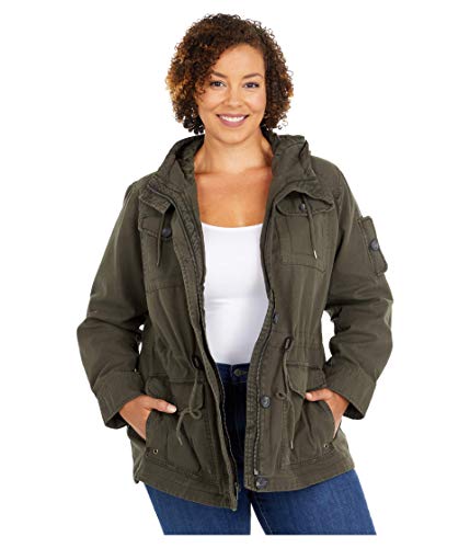 Levi's Women's Cotton Four Pocket Hooded Field Jacket, Army Green, L