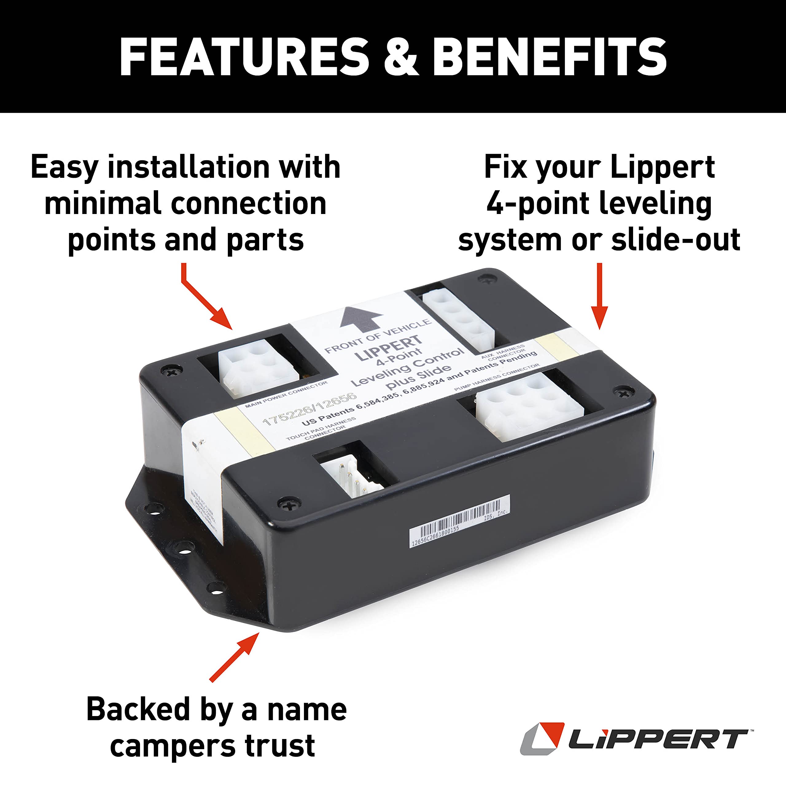 Lippert Replacement Controller for 4-Point RV Leveling System and Slide-Out, Easy Installation with Minimal Connection Points and Parts - 175226