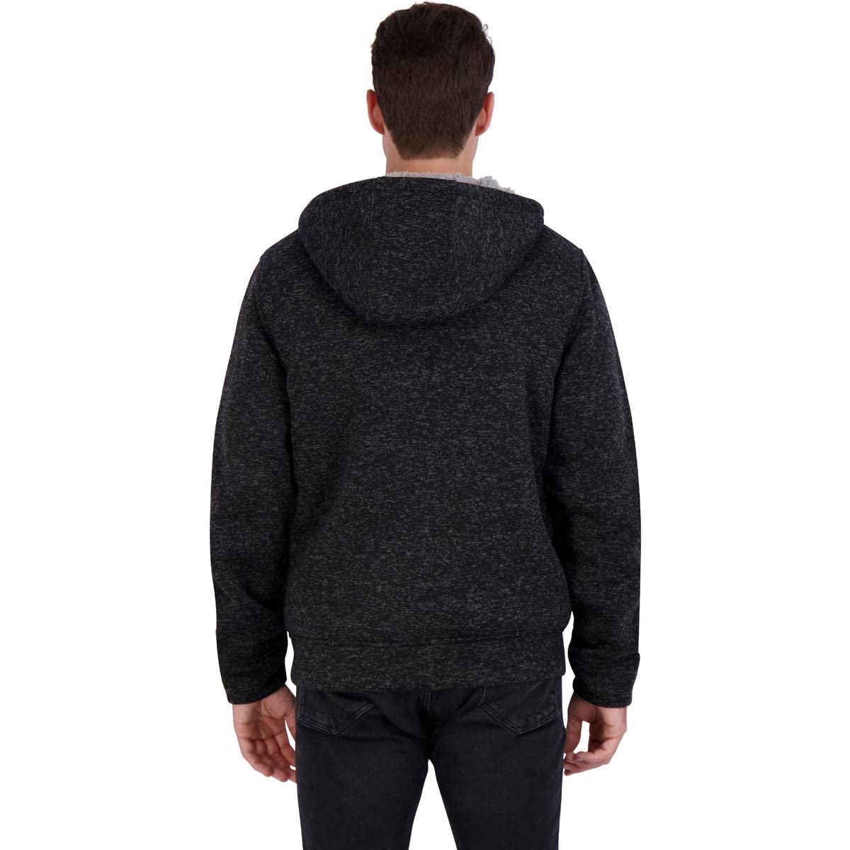 Reebok Men’s Sherpa Lined Full-Zip Hooded Jacket Black Size L