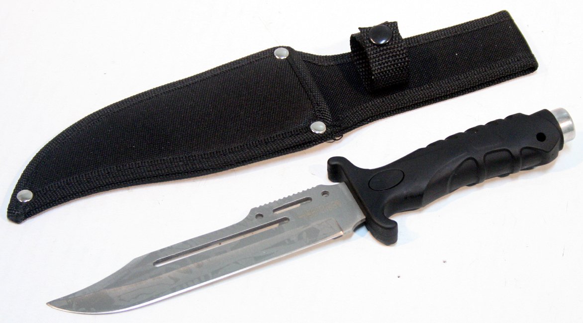Lastworld 10.5" Hunting Knife Black Handle and Black Sheath