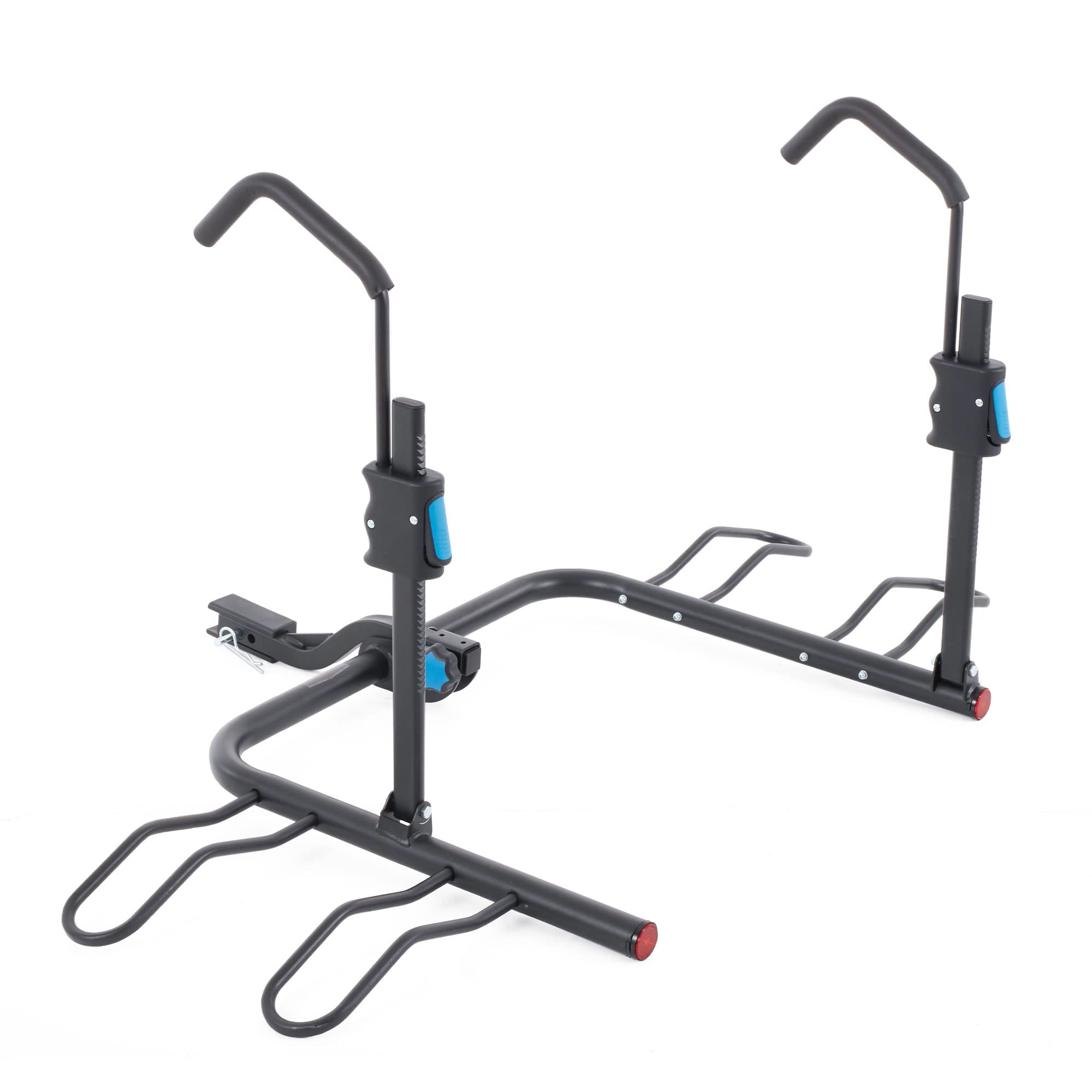 Rockland Steel U Shaped Hitch Mounted Bicycle Rack Travel Carrier with Receiver Adapter and Shock Absorption for Trucks, SUVs, and RVs, Holds 2 Bikes