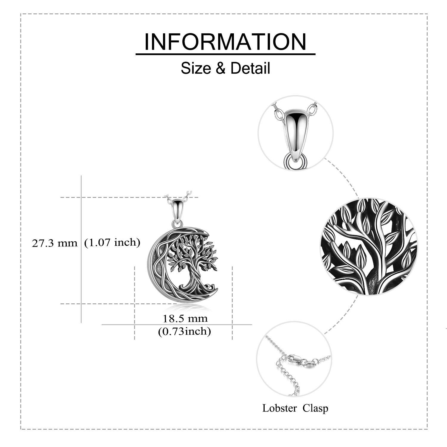 ONEFINITY Tree of Life Urn Necklaces for Ashes Sterling Silver Celtic Knot Moon Tree of Life Cremation Jewelry for Ashes Memory Jewelry for Women Men
