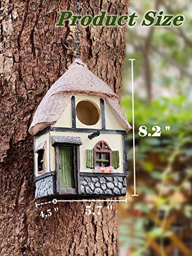 SUQEFAN Resin Bird House,Water Proof,Sun-Proof,Gifts for Bird Lovers,Garden Decorations,Gardening Gifts
