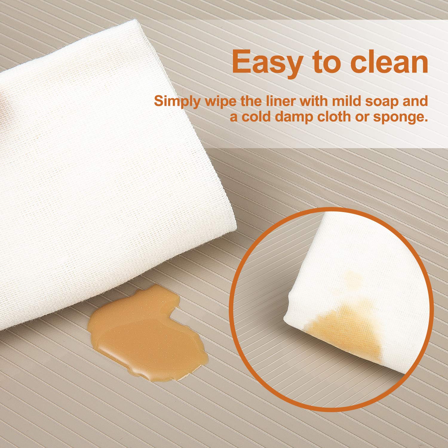 SinhRinh Drawer and Shelf Liner, 17.5IN x 20FT Non Slip Non Adhesive Cabinet Liner for Kitchen and Desk - Beige Ribbed