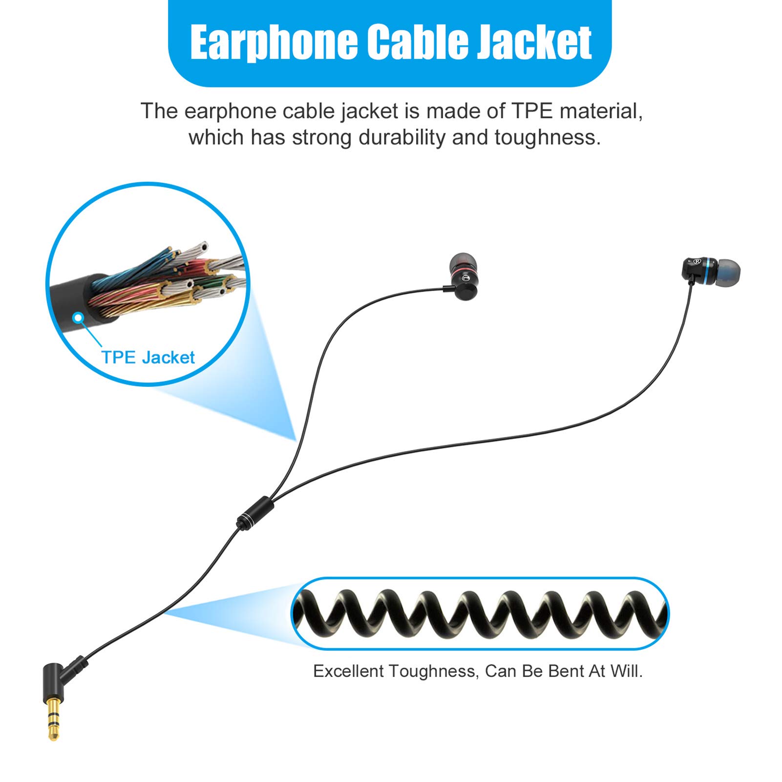 Meijunter Noise Isolating Headphones Jack Cord Cable for Oculus Quest 2 VR Headset - Silicone Earbuds with Storage Bag
