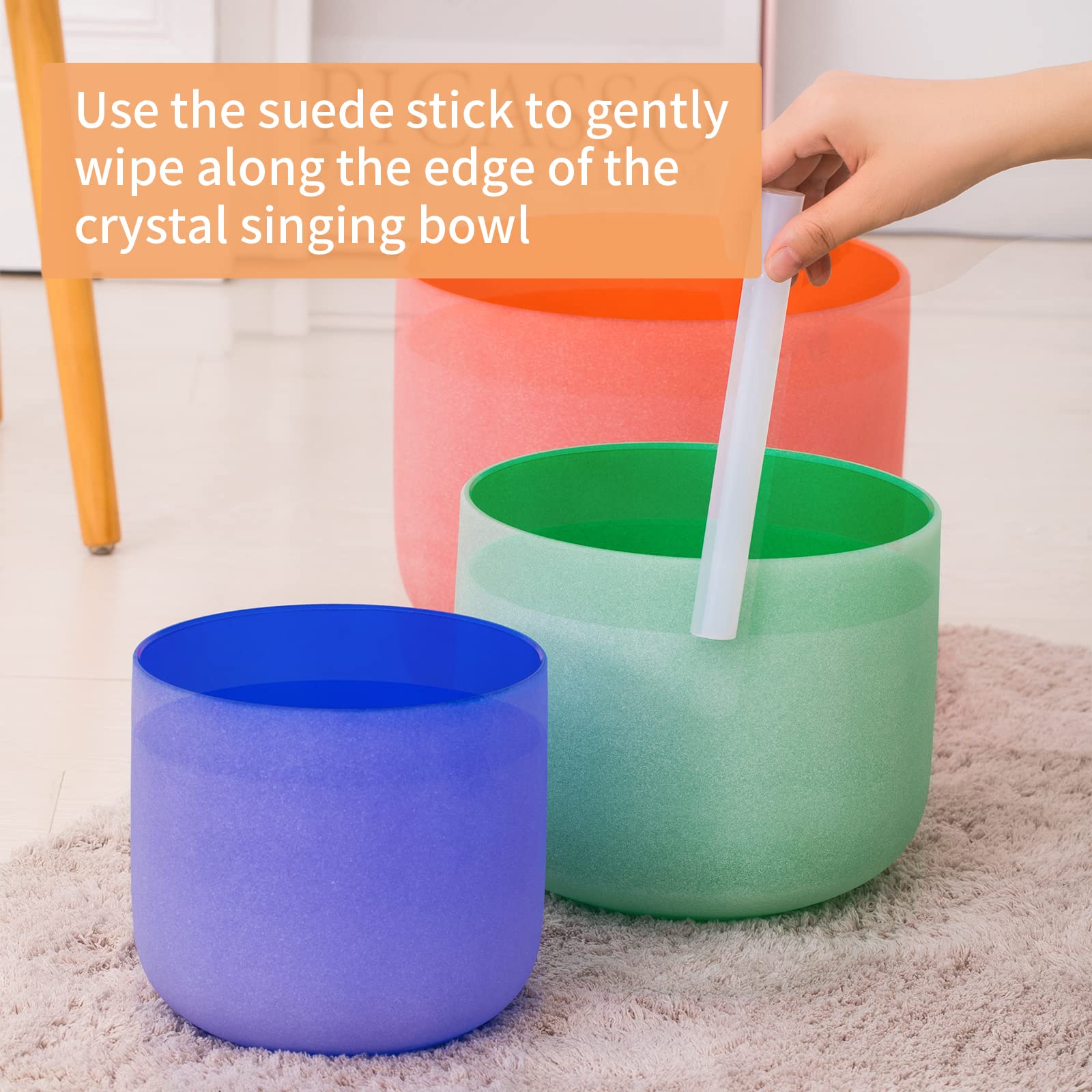 SOLSHINE Crystal Singing Bowl B Note 6 inch Crown Chakra Frosted Quartz With Crystal Striker & O-ring Sound Healing Instrument