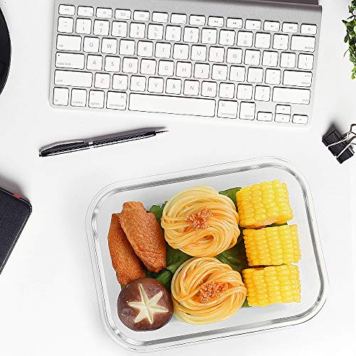 M MCIRCO [5-Packs, 36 Oz.] Glass Meal Prep Containers with Locking Lids Glass Food Containers,Airtight Lunch Container,Microwave, Oven, Freezer and Dishwasher (4.5 Cup, White)