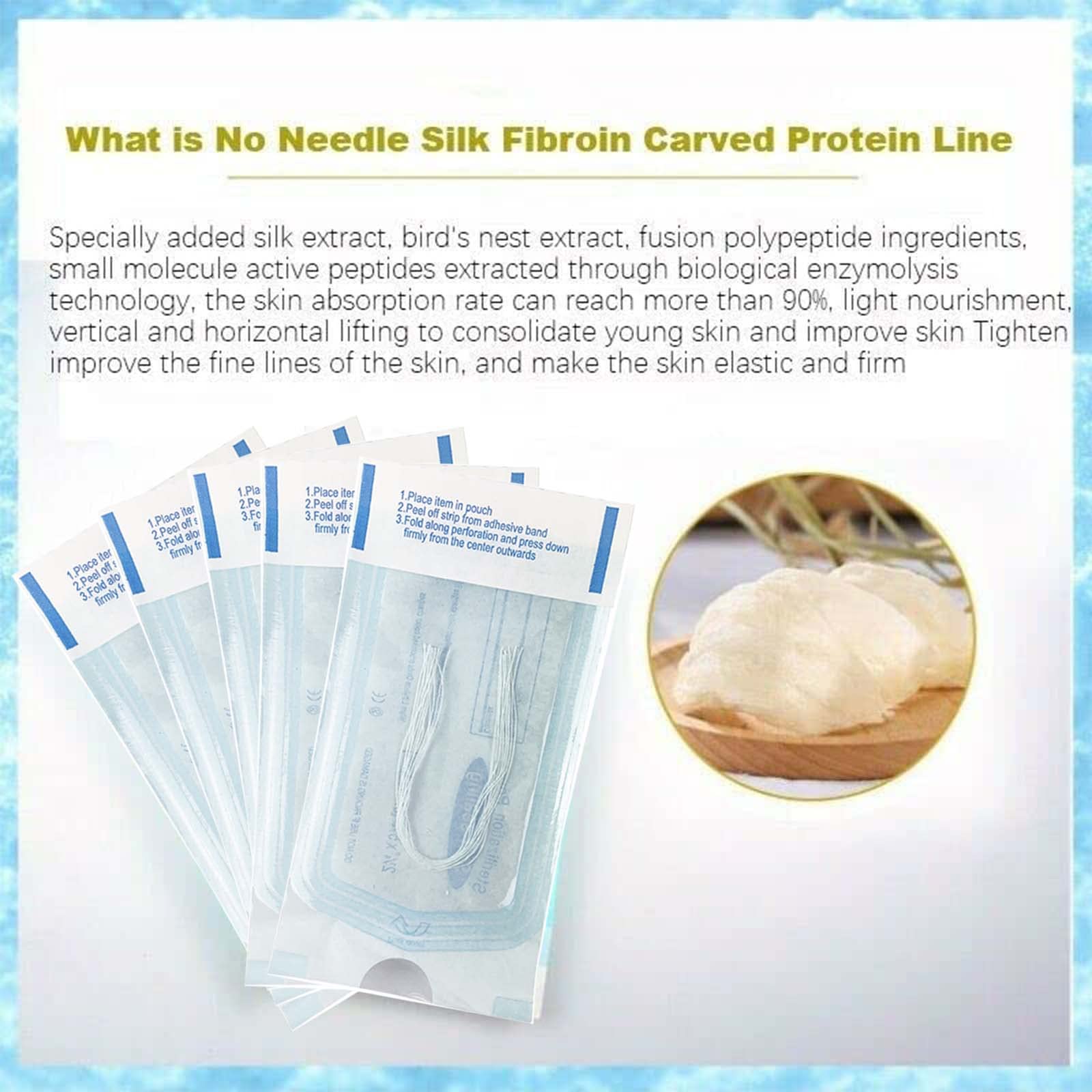Soluble Protein Thread Lifting, Instant Face Protein Thread, 12Line/Bag Firming Lifting Skin Care(15 Bag)