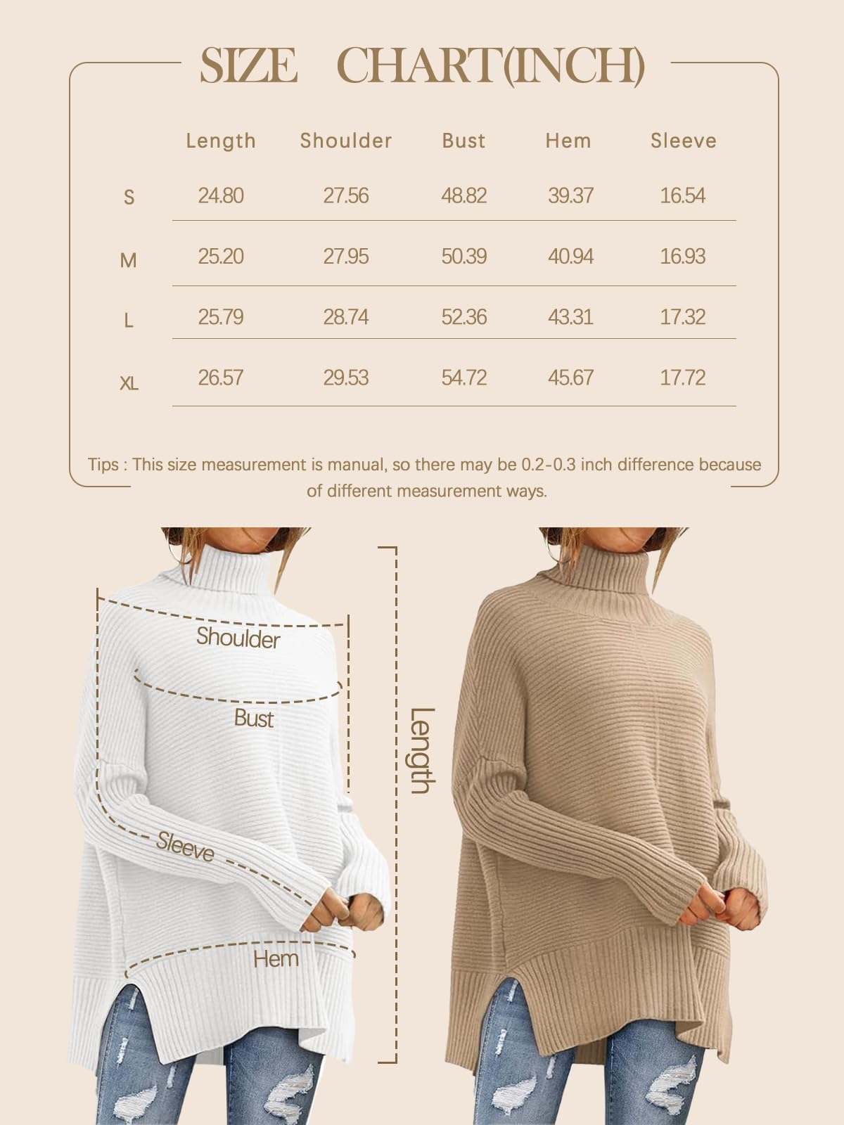 LILLUSORY Women's Christmas Red Turtleneck Oversized Holiday Tunic Fall Winter Sweaters Dress 2024 Batwing Pullover Knit Tops