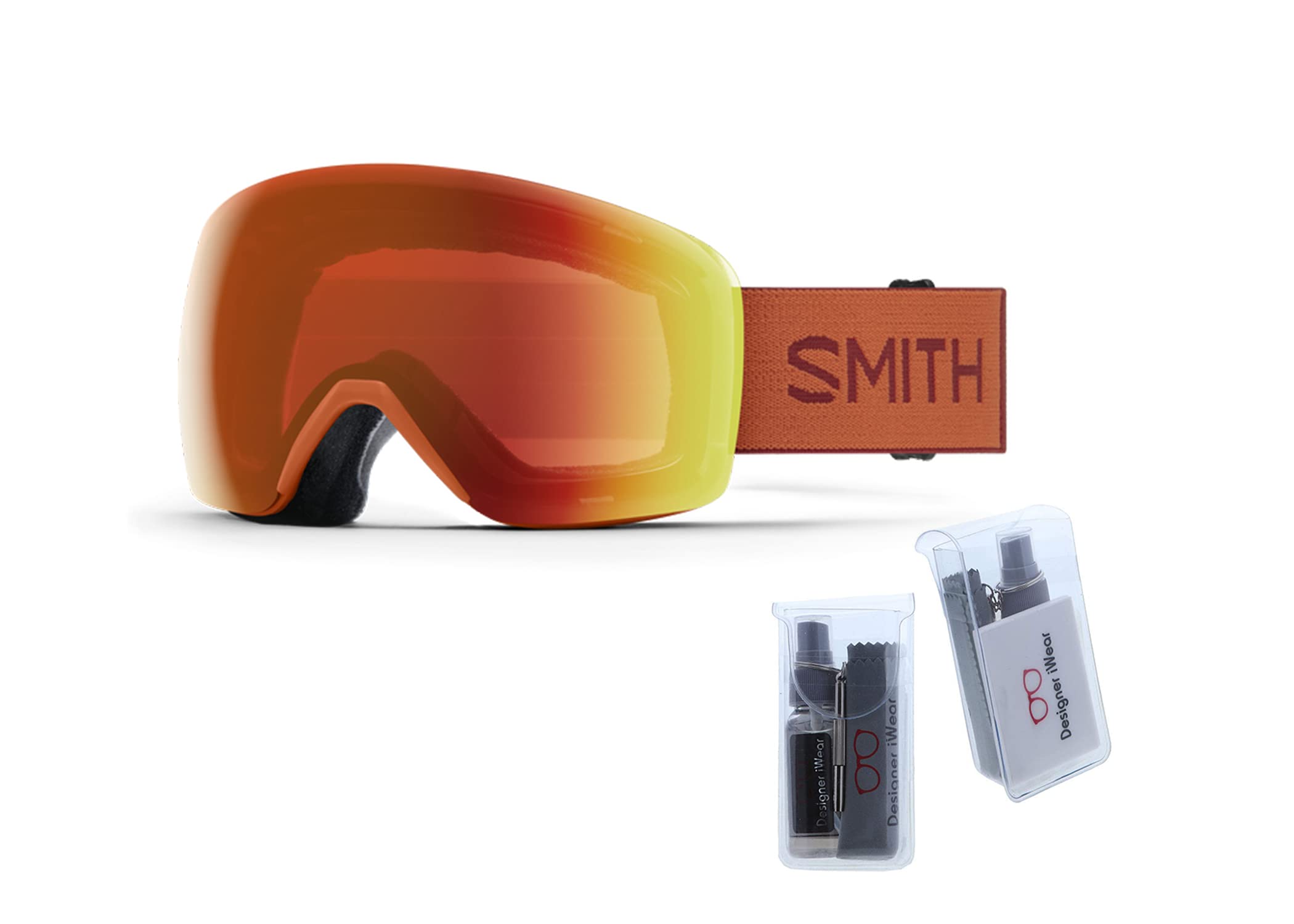 SMITH Skyline Carnelian/ChromaPop Everyday Red Mirror Medium fit Ski Goggles for Men for Women BUNDLE with Designer iWear Eyewear Kit