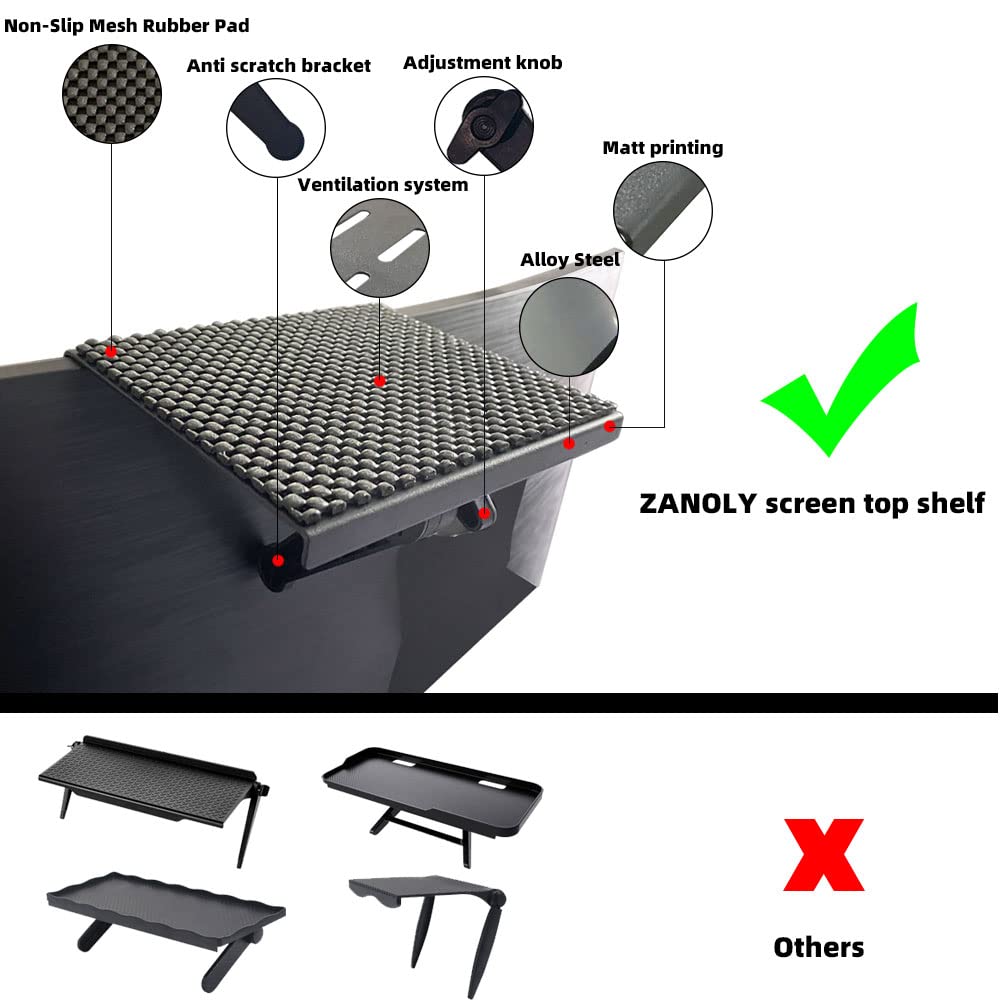 ZANOLY Monitor Top Shelf Screen Top Shelf TV Top Shelf Adjustable Storage Bracket Computer Screen Shelf for Media Boxes, Game Console, Router and Home Decor,2pck
