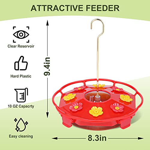 Rihogar Hummingbird Feeders for Outdoors Hanging, 2 Pack Hummingbird Feeder, Hummingbird Feeders for Outside, 8 Feeding Ports, Leak-Proof, Easy to Clean & Fill (14OZ)