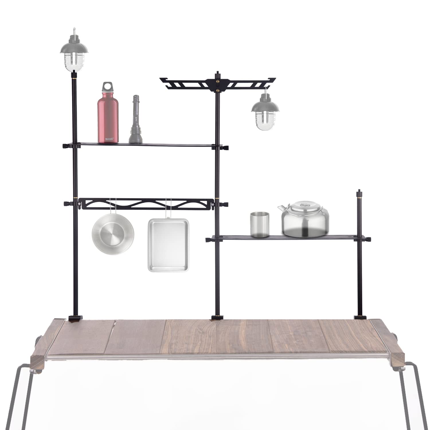 SoloWilder Camping Lantern Stand Storage Rack for Folding Camping Table Multifunctional Storage Foldable Holder