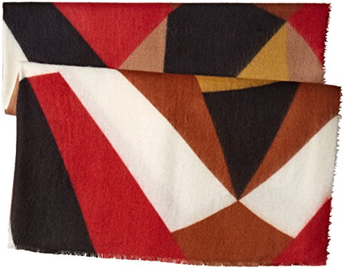 La Fiorentina Women's Soft Geometric Square Wrap Scarf, Red/Mustard/Ivory/Black, One Size