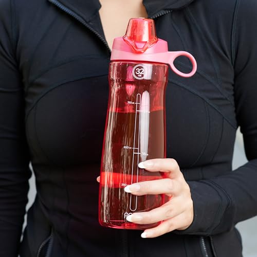 Pogo BPA-Free Tritan Plastic Water Bottle with Chug Lid, 32 Oz, Pink.