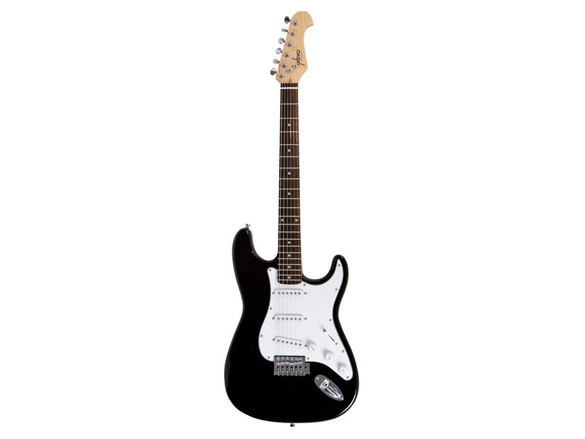 Monoprice Indo Series 6 String Electric Guitar Package, Right, Black (625904)