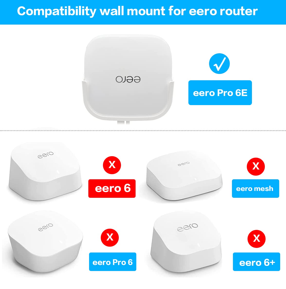 Wall Mount Holder for eero Pro 6E Home WiFi System, Stand Bracket for eero Pro 6E Kits Accessories, No Messy Wires Space Saving, White, 3 Packs