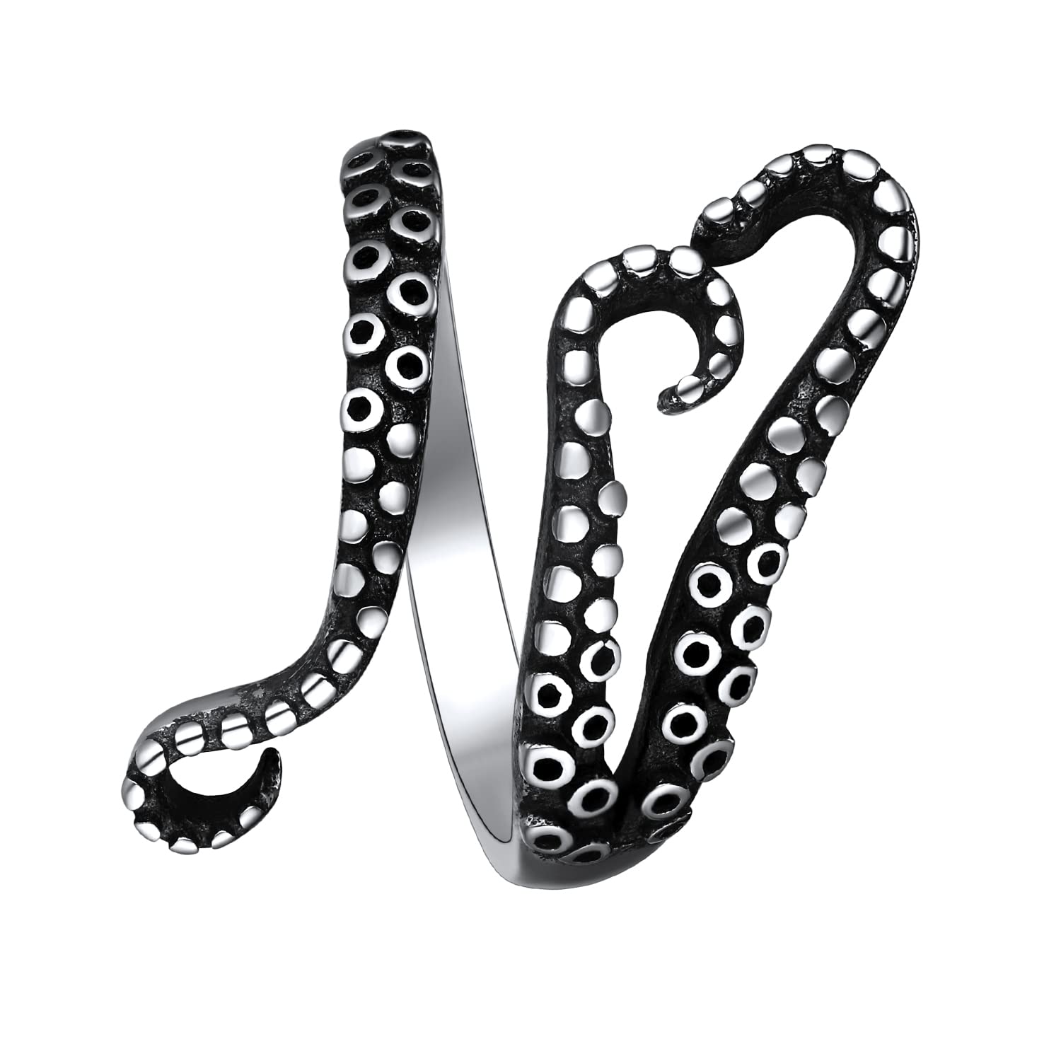 SILVERCUTE Silver Octopus Ring Personalized Punk Tentacle Band Statement Animal Ring Kraken Ring Pirate Rings for Men Women