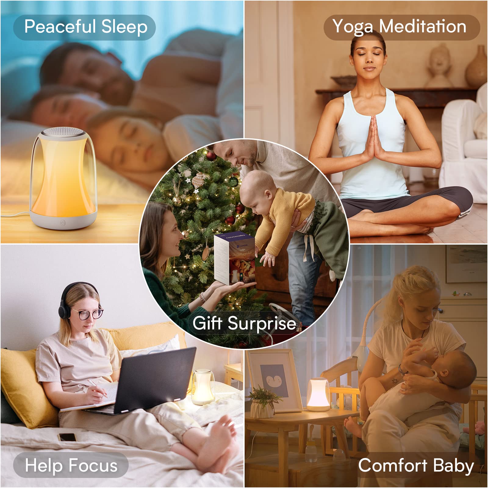 White Noise Machine, Sound Machine for Baby Adults Features Night Light, High-fidelity Soothing Sounds Therapy for Sleeping Aid, Customized Favorites, APP Remote Control, Timer, Schedule Sleep Routine