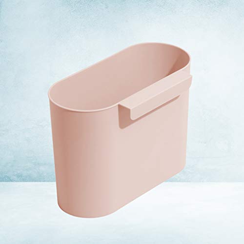 YARDWE Hanging Trash Can Waste Bin: Under Cabinet Compost Bin Pink Mini Small Car Garbage Can Wall Mounted Rubbish Container for Home Kitchen Office