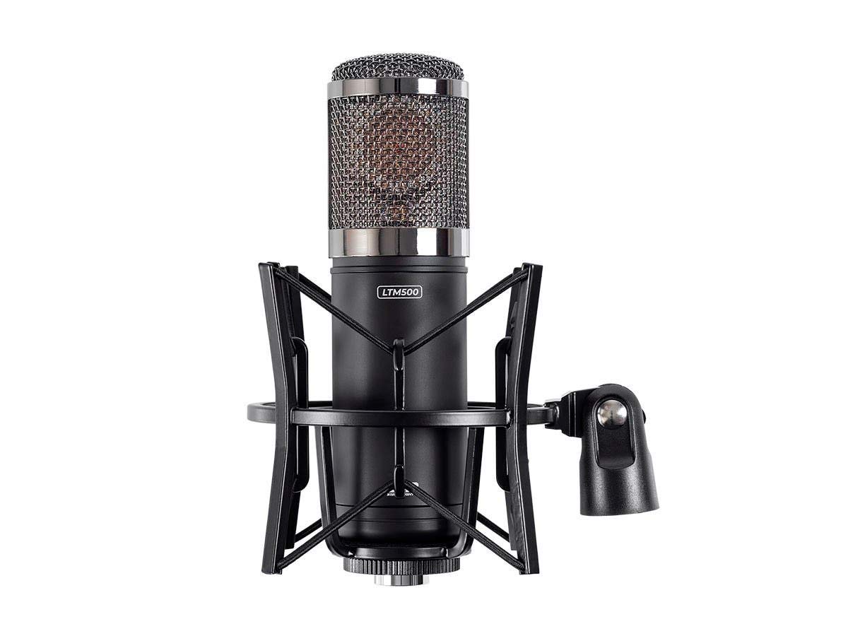 Monoprice Large Tube Studio Condenser Microphone - Multi-Pattern, Cardioid, Figure 8, Omnidirectional, 6 Intermediate States, Full Size Shock Mount and Case, LTM500 - Stage Right