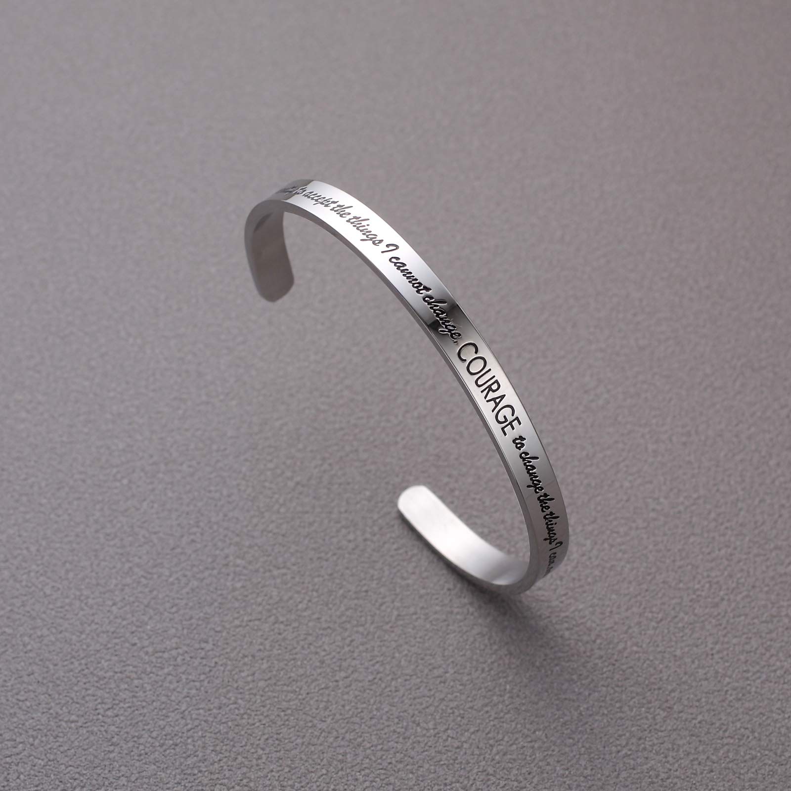 LIUANAN Inspirational Bracelets for Women Men, Engraved Personalized Cuff Bangle Stainless Steel Jewelry Gifts with Message