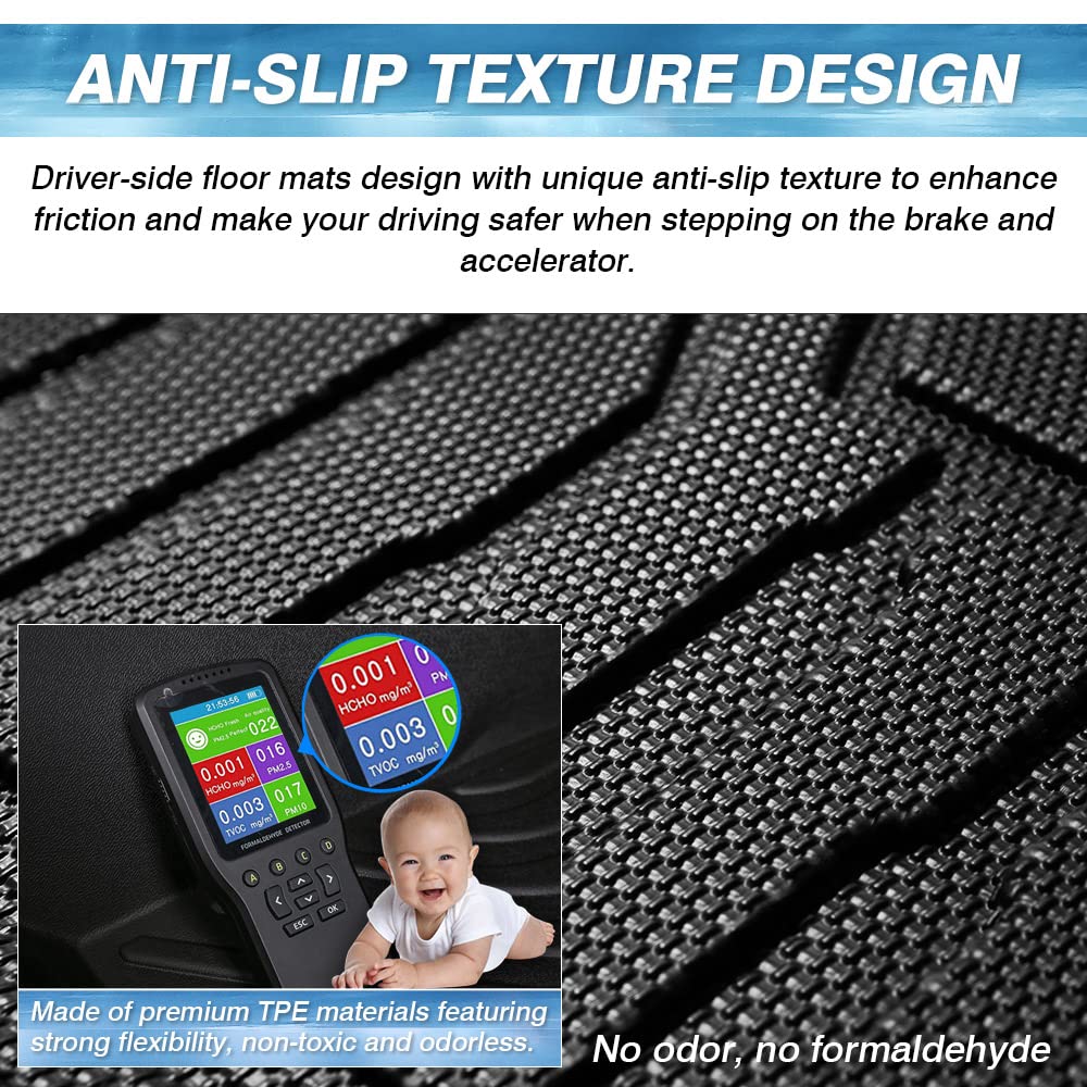 Mixsuper Custom Fit for Floor Mats 2018-2022 Ford Expedition / Lincoln Navigator with 2nd Row Bench Seat (Including Max and L) All Weather Floor Liners 1st & 2nd Row Mat Liner Set Black