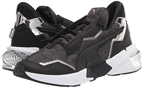PUMA womens Provoke Xt Cross Trainer, Puma Black-metallic Silver, 7 US