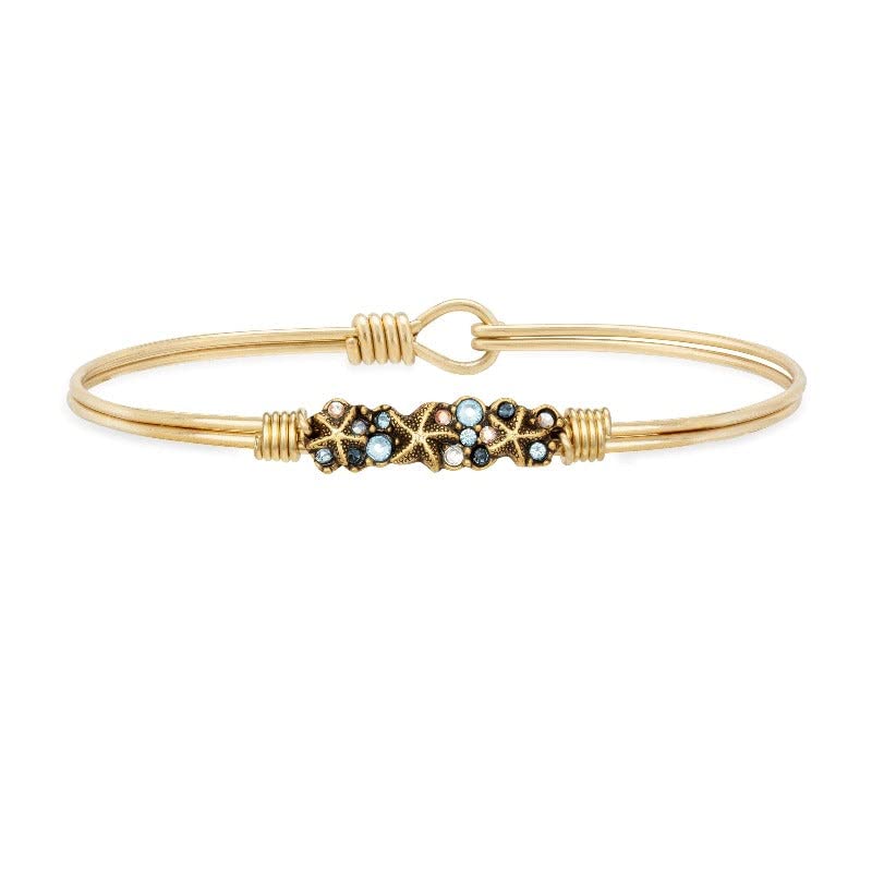Luca + Danni | Starfish Medley Bangle Bracelet For Women - Silver Tone Petite Size Made in USA
