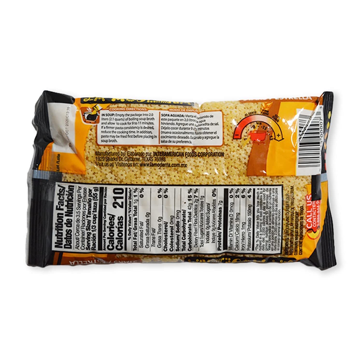 La Moderna Stars Pasta, Noodles, Durum Wheat, Protein, Fiber, Vitamins, 7 Oz, Pack of 20