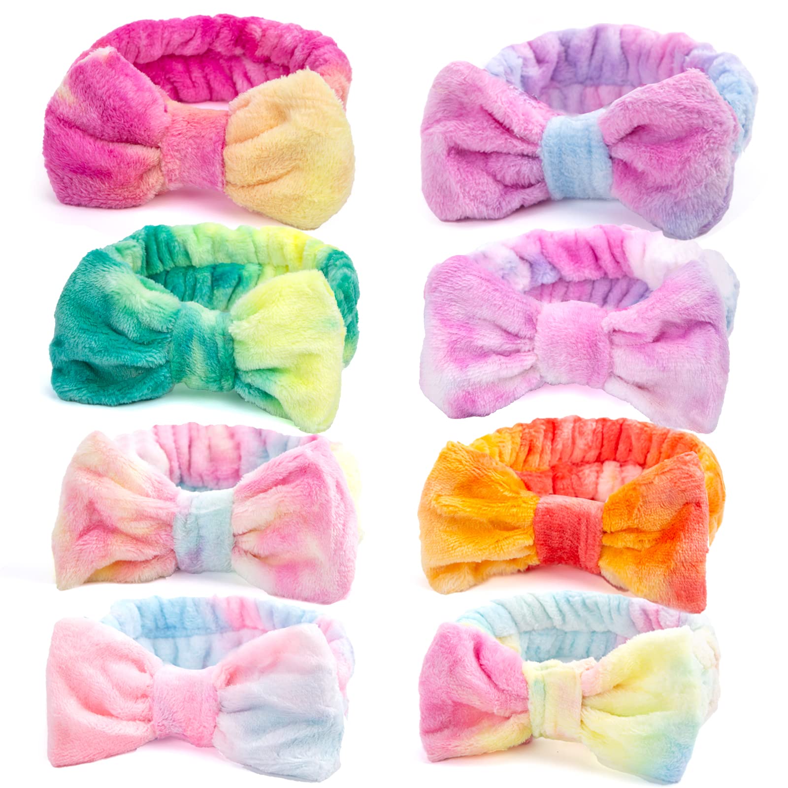 Shindel Spa Headbands, Skincare Headbands, Makeup Headbands, Headbands for Washing Face, Gift for Teen Girls, 6 Pack, Coral Fleece Headbands, Elastic Headband for Woman (Tie Dye Color)