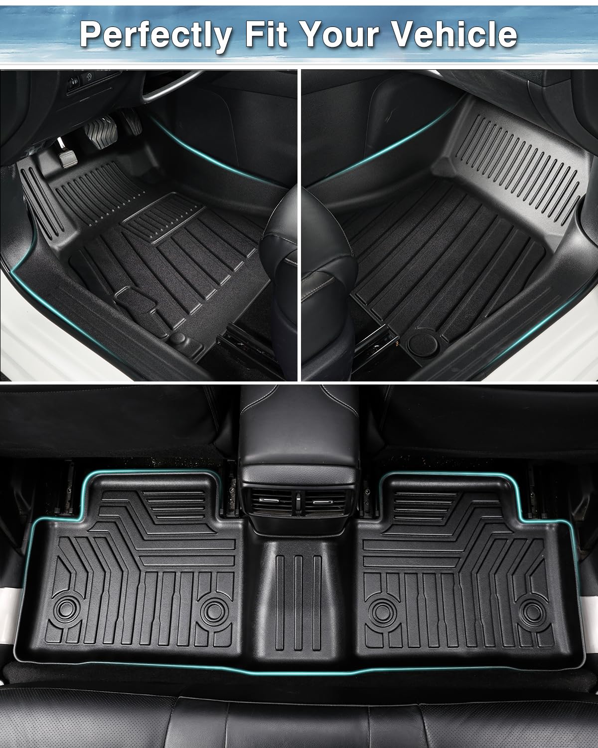 Mixsuper Floor Mats & Cargo Liner for 2021-2023 2024 Ford Mustang Mach-E All Weather Floor Liners and Trunk Liner Set Black (Not for Ford Mustang)