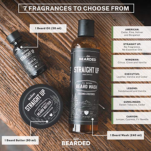 Live Bearded: 3-Step Beard Grooming Kit - Executive - Beard Wash, Beard Oil and Beard Butter - All-Natural Ingredients with Shea Butter, Jojoba Oil and More - Beard Growth Support - Made in The USA