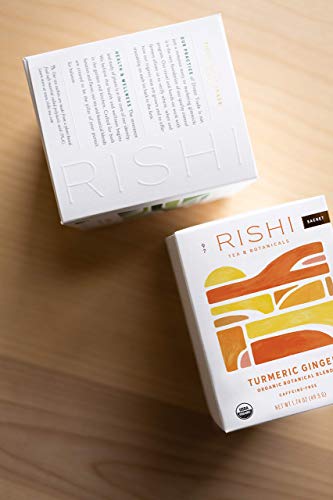 Rishi Tea Turmeric Ginger Herbal Tea | Immune Support, Organic, Caffeine-Free, Ayurvedic, Energy-Boosting | Citrus Flavors for Taste | 15 Sachet Bags, 1.75 oz (Pack of 2)