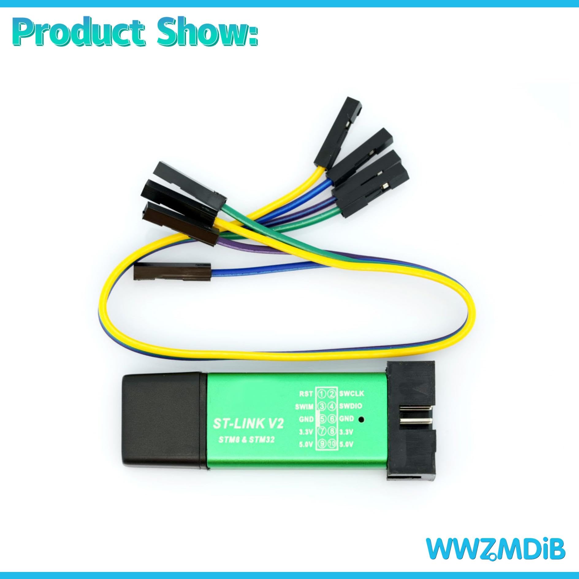 WWZMDiB ST-Link V2 Emulator Downloader Programmer Support STM32 SWD and STM8 Swim (Random Color) (1Pcs(Random Color))