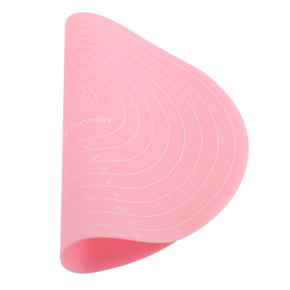 Silicone Baking Mat, Heat Resistant Cooking Bakeware Mat Non Stick Pastry Mat Silicone Baking Mat with Measurements for Rolling Dough, Pink