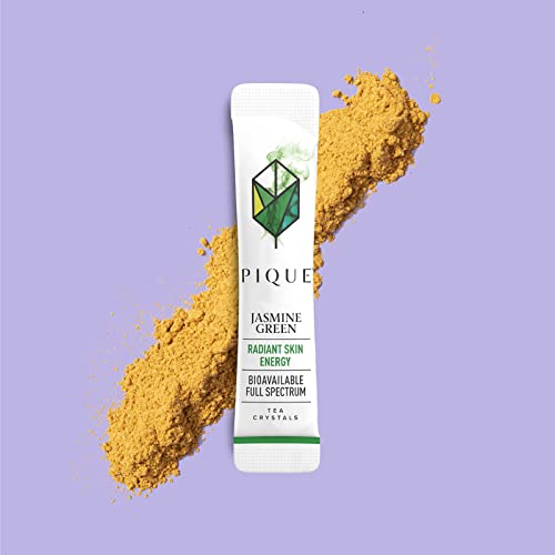 Pique Organic Jasmine Green Tea Crystals - Vitalizing Antioxidants for Immune Support, Radiant Skin, Calm Energy, Fresh Aroma Jasmine Petals - 14 Single Serve Sticks (Pack of 1)