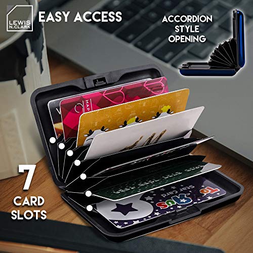 Lewis N. Clark Mini RFID Aluminum Wallet, Credit Holder, Business Card Metal ID Case for Men & Women, Blue, One Size