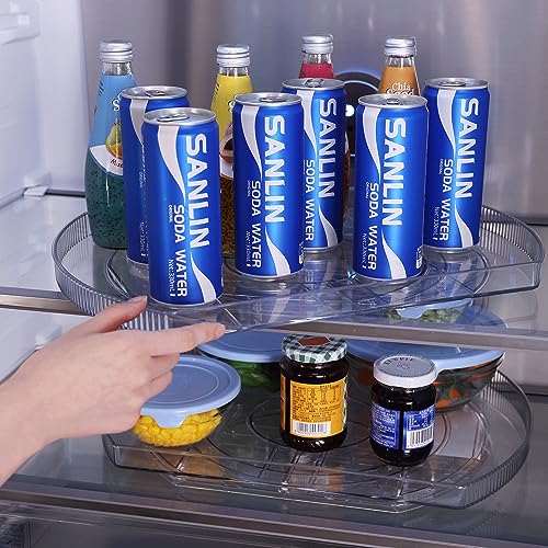 Yatmung Long Square Lazy Susan Turntable for Refrigerator - 16.5 Inch Clear Rectangular Lazy Susan Storage - Cabinet, Countertop, Pantry, Kitchen - Large Fridge Lazy Susan Organizer Rectangle