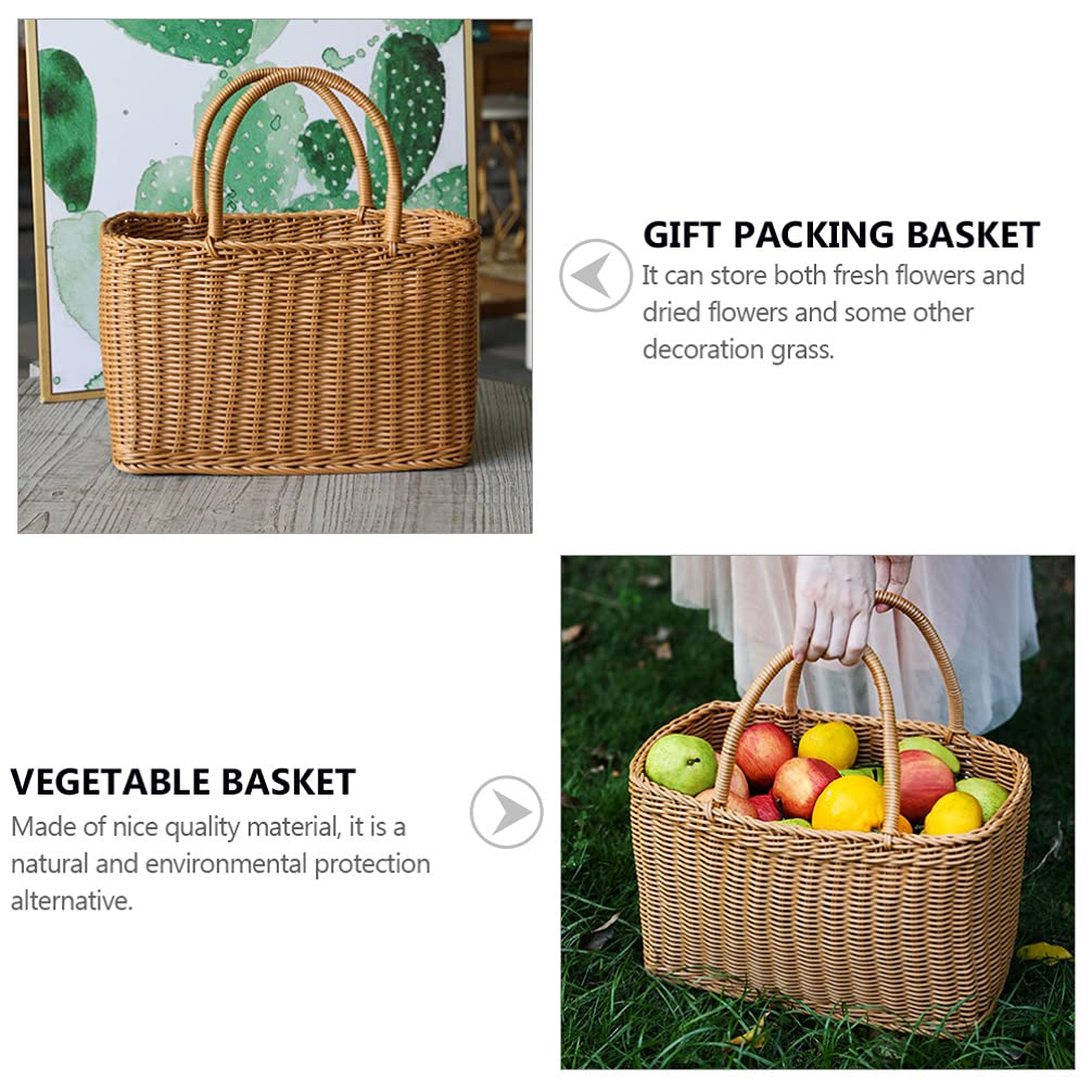 NOLITOY 1pc Woven Basket Market Personalized Easter Basket Boho Style Basket Handbag Woven Storage Basket Handmade Wicker Planter Plant Kits for Kids Wine With Cover Toiletries Boy Plastic