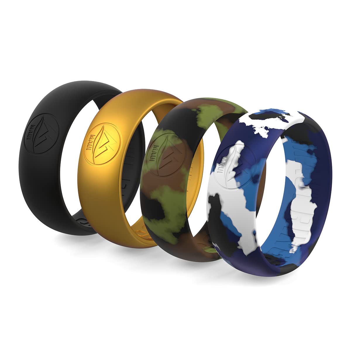 Men’s Silicone Wedding Rings MAUI RINGS Breathable Comfortable Attractive Rubber Band Safe for Sports Work Fitness Thin 8 Colors Precious Metal Look
