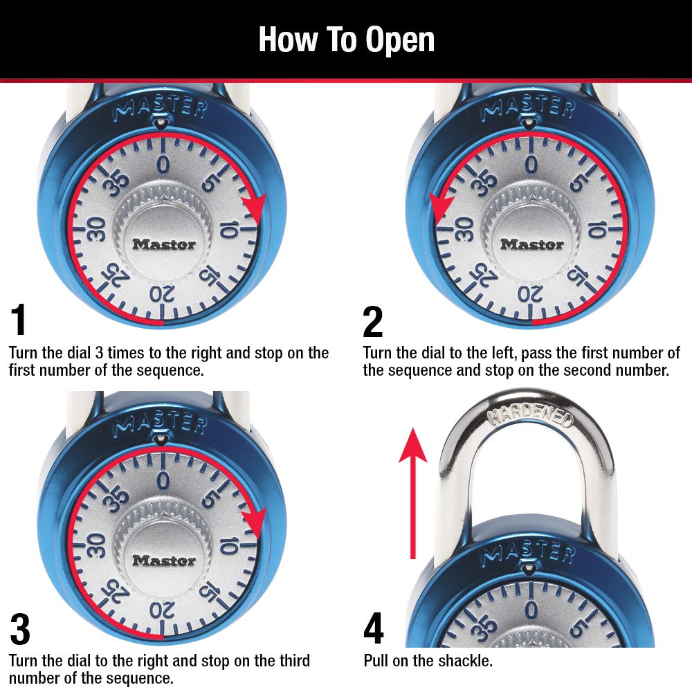 Master Lock 1561DLTBLU Locker Lock Combination Padlock, 1 Pack, Light Blue