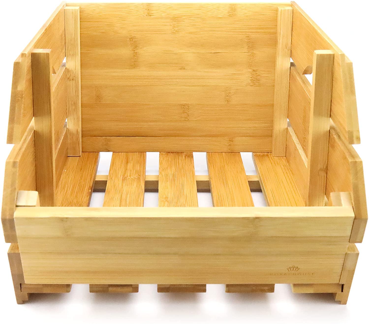 ROYALHOUSE Bamboo Fruit Basket, Stackable Basket, Fruit & Vegetable Storage For Kitchen Countertop, Bamboo Fruit Bowl, Tabletop Fruit Serving Bowl (Pack of 2)