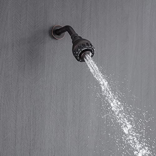 TECHZM High Pressure Shower Head 3 Settings Fixed Showerhead 2.5 Inch High Flow Bathroom Showerhead Oil Rubbed Bronze